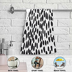 Kigai 2 Pack Black White Leopard Print Hand Towels Set Kitchen Towels Super Soft Highly Absorbent Fingertip Towel for Bath,Kitchen,Gym and Spa
