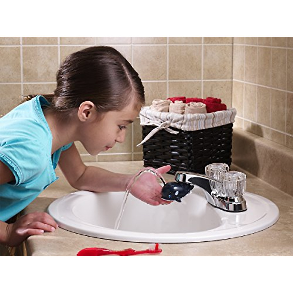 Jokari Whale Bathroom Faucet Water Fountain Attachment. Fun Animal Design to Make Teeth Brushing and Rinsing Fun (2)