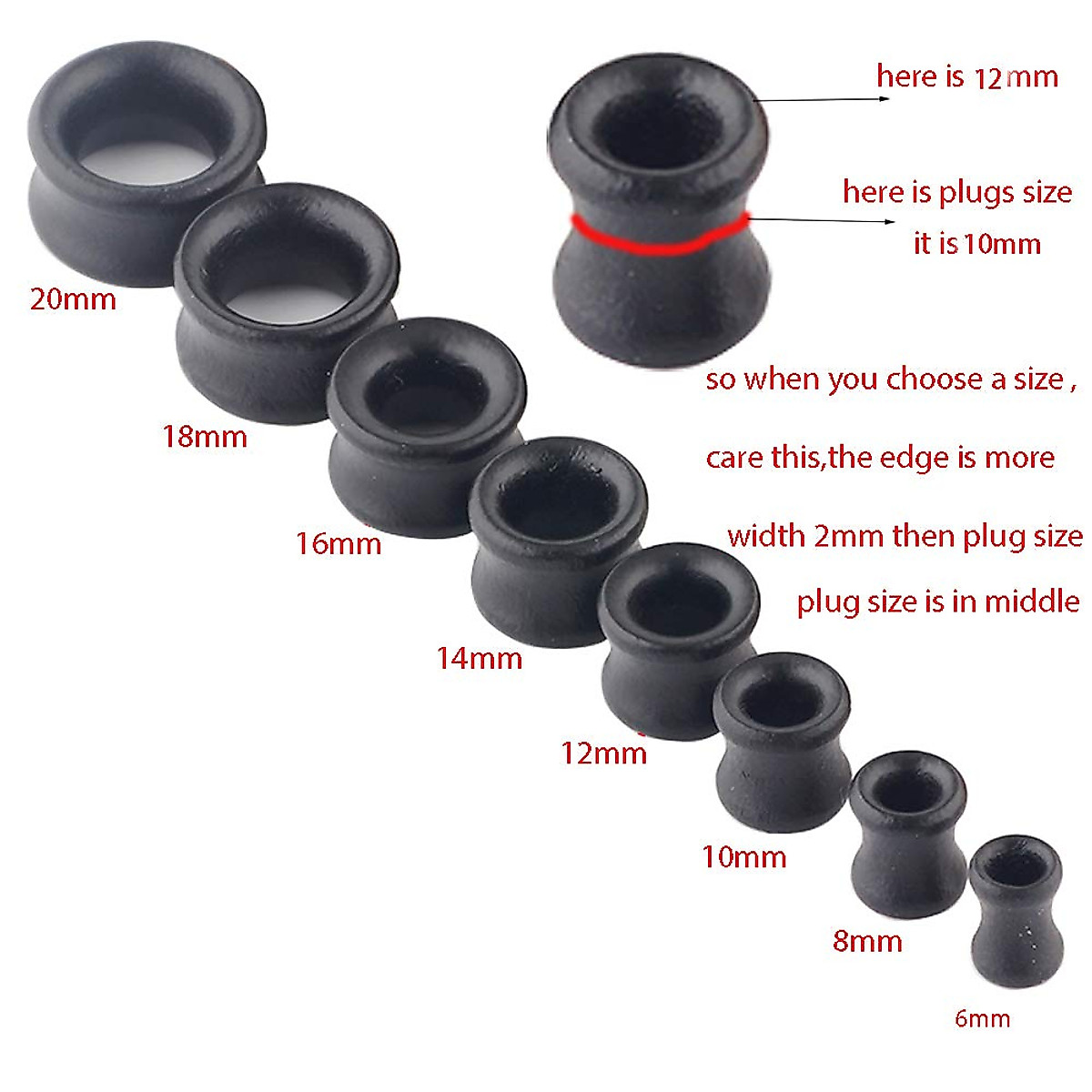 TIANCI FBYJS 12pcs Wood Ear Tunnels Wooden Gauges Vintage Black Brown Natural Organic Flesh Tunnel Plugs Piercing Stretcher Earrings 10mm 00g