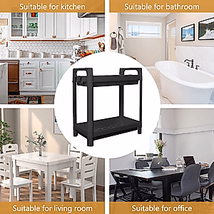 Multipurpose Under Sink Storage Rack for Closet Cabinet,Under Bathroom Kitchen Sink Organizer,2 Tier Countertop Collection Baskets Shelf with Hooks for Home Office (Black)