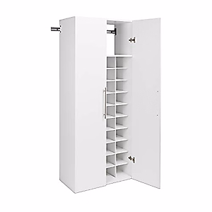 Prepac HangUps Shoe Storage Cabinet, 16"D x 30"W x 72"H, White