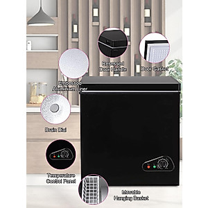 Tymyp Chest Freezer 3.5 Cu.Ft, Small Mini Compact Fridge Freezer with 7 Adjustable Temperature, Removable Basket, Low Noise for Home, Kitchen, Office, Apartment, Open Garage