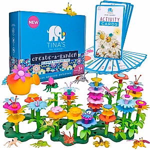Flower Garden Building Toys Set, Educational Stem Toys for 3, 4, 5, 6 Year Old Girl, Arts and Crafts for Girls, Toddler Building Birthday Gift, Easter, Montessori Kindergarten Learning Kit for Kids