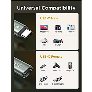 AINOPE [2M/6.6FT] USB C Extension Cable [USB 3.2/10Gbps] Sync Transfer USB C Extender Nylon Braided 100W/5A Fast Charging Compatible with USB C Hub/Dell XPS/MacBook/iPad Pro/Magsafe Charger(Gray)