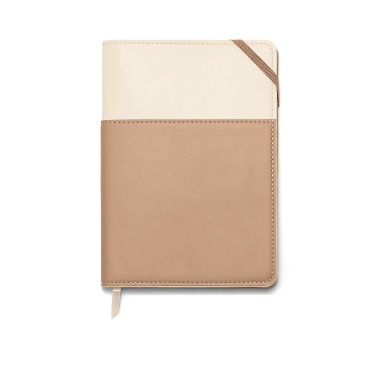 DesignWorks Ink Vegan Leather Journal with Wrap-Around Pocket and 192 Lined Pages, 6" x 8.5", Ivory + Oat Milk