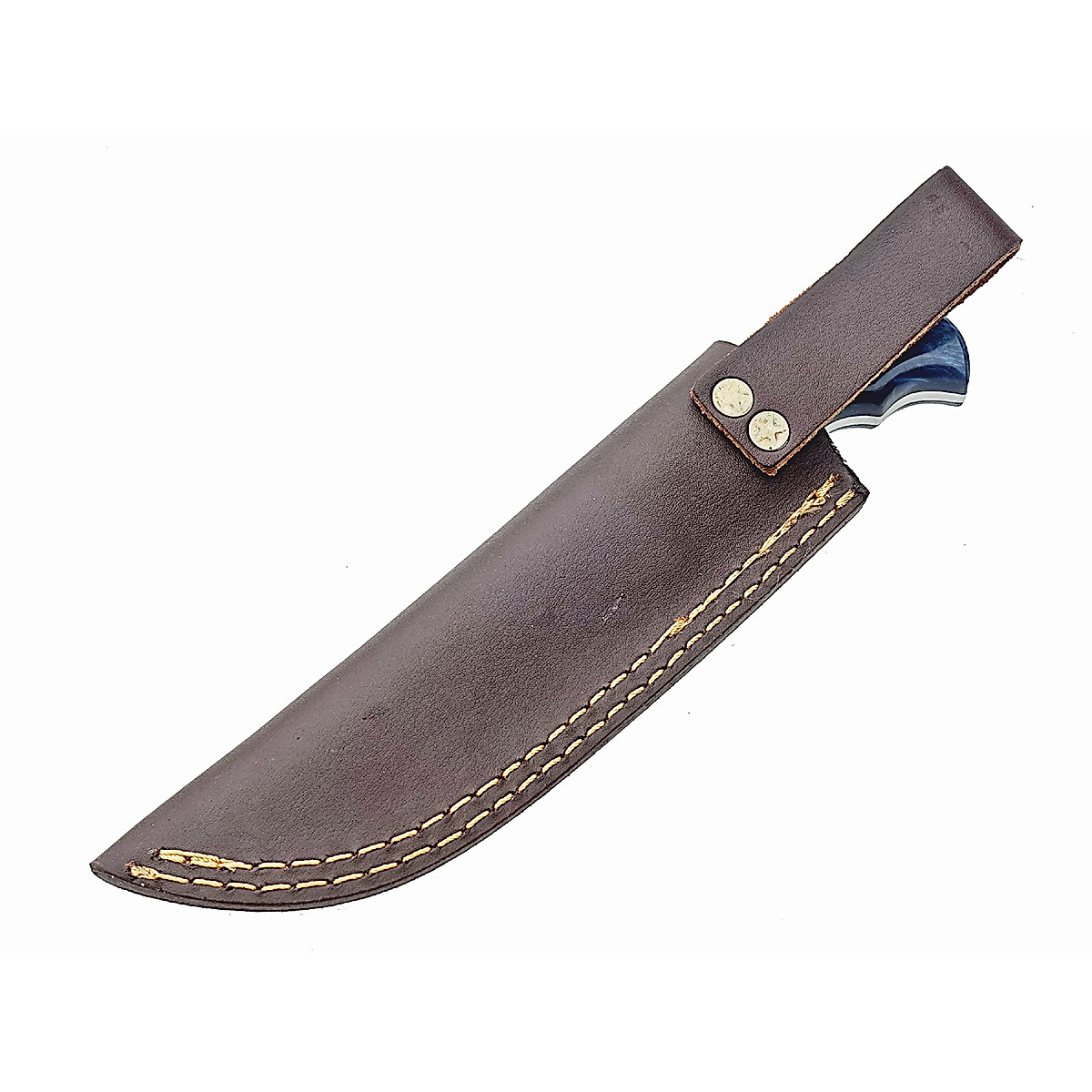 ONEHOPE BLADES Handmade Damascus Steel Hunting Knife With Leather Sheath, 8 inches Fixed Blade Tactical Survival Hand Forged Hunting Bushcraft Camping Knife (BLUE)