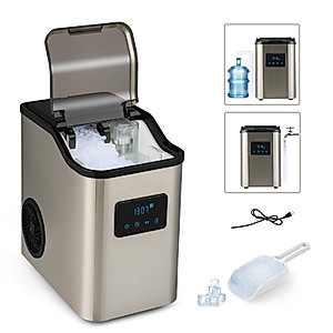 DORTALA Nugget Ice Maker Portable Ice Maker Countertop w/Self-Cleaning, 2 Ways Water Refill, 12H Appointment Function, 60 Lbs/24H, Stainless Steel Ice Machine for Home, Party, Bar, Office