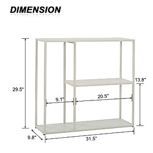 HDANI Console Table, Narrow Entryway Table, 3 Tier Metal Hallway Table, 9.8''Dx31.5''Wx29.7''H(White)