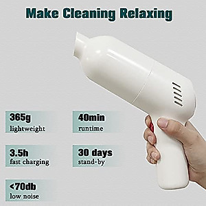 XTAUTO Portable Car Vacuum Cleaner Cordless, High Power Handheld Vacuum Cleaner for Car/Home/Office Detailing and Cleaning, Wet/Dry Use, 120W/8000Pa/4000mAh Rechargeable Li-ion Battery (White)