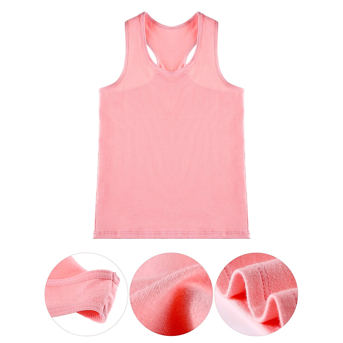 3 Pieces Girls Dance Tank Top Racerback Crop Tank Top Sleeveless Dance Top for Ballet Gymnastics Dancewear (Black, White, Pink, 7-8 Years)