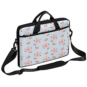 Pig Cool Laptop Computer Bag Waterproof Shoulder Messenger Bag 13-15 inch Durable Laptop Tote Bag with Shoulder Strap Handle Lightweight Crossbody Briefcase