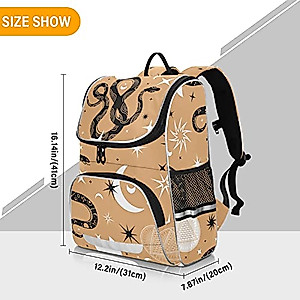 AIXIWAWA School Backpack (Alchemy Snake), Large Capacity Causal Daypack with Bottle Pockets Reflective Strips for Boys Girls Adults 12.2 x 7.87 x 16.14 inches