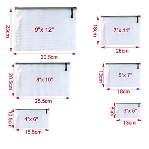 Oaimyy-24PCS-3 x 5" inchs-Mesh Zipper Pouch, Plastic Zip File Folders Puzzle Bags for Organizing,Office Supplies,Travel,Home Storage-Black