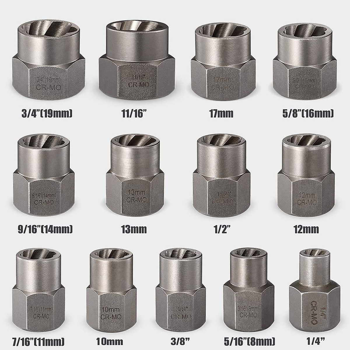 REXBETI Impact Bolt & Nut Remover Set, 13 Pieces Bolt Extractor Tool Set with Solid Storage Case