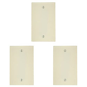 Leviton 78014 1-Gang No Device Blank Wallplate, Standard Size, Thermoset, Box Mount, Light Almond (Pack of 3)