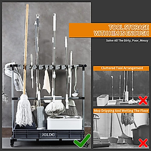 Multifunctional Cleaning Cart and Tool Organizer - Broom and Mop Holder
