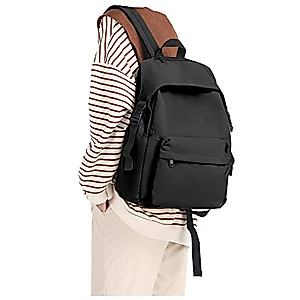 UPPACK Black Bookbag Lightweight Backpack for School Girls Middle School Bag for Boys teen Cute Aesthetic Bookbag High School for Students bag for Women Waterproof Casual Daypack for Men
