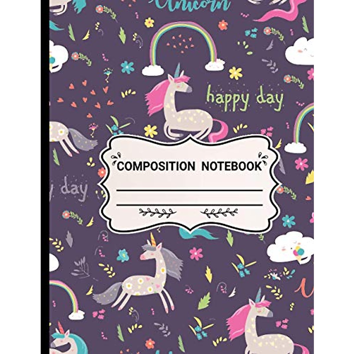 Composition Notebook: Wide Ruled Paper Notebook Journal | Blank Lined Workbook for girls unicorn composition notebook | Cute Unicorn Pattern