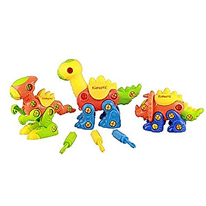 Kidtastic Set of 7 Take Apart Toys - Dinosaur, Helicopter, Train, Truck, Motorcycle - STEM Building Kit for Boys, Girls, Toddlers - Age 3, 4, 5 Years Old - Educational Gift Build and Play