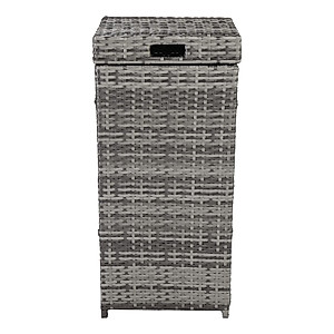 czczgx 26.7 Gallon Outdoor Wicker Trash Bin Rattan Patio Waste Basket with Lid, Wicker Recycling Basket Patio Trash Can for Backyard, Deck, Poolside (Gray)