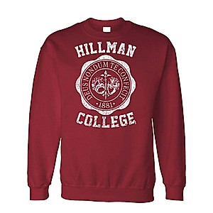 The Goozler Hillman College - Retro 80s Sitcom tv - Fleece Sweatshirt, M, Maroon