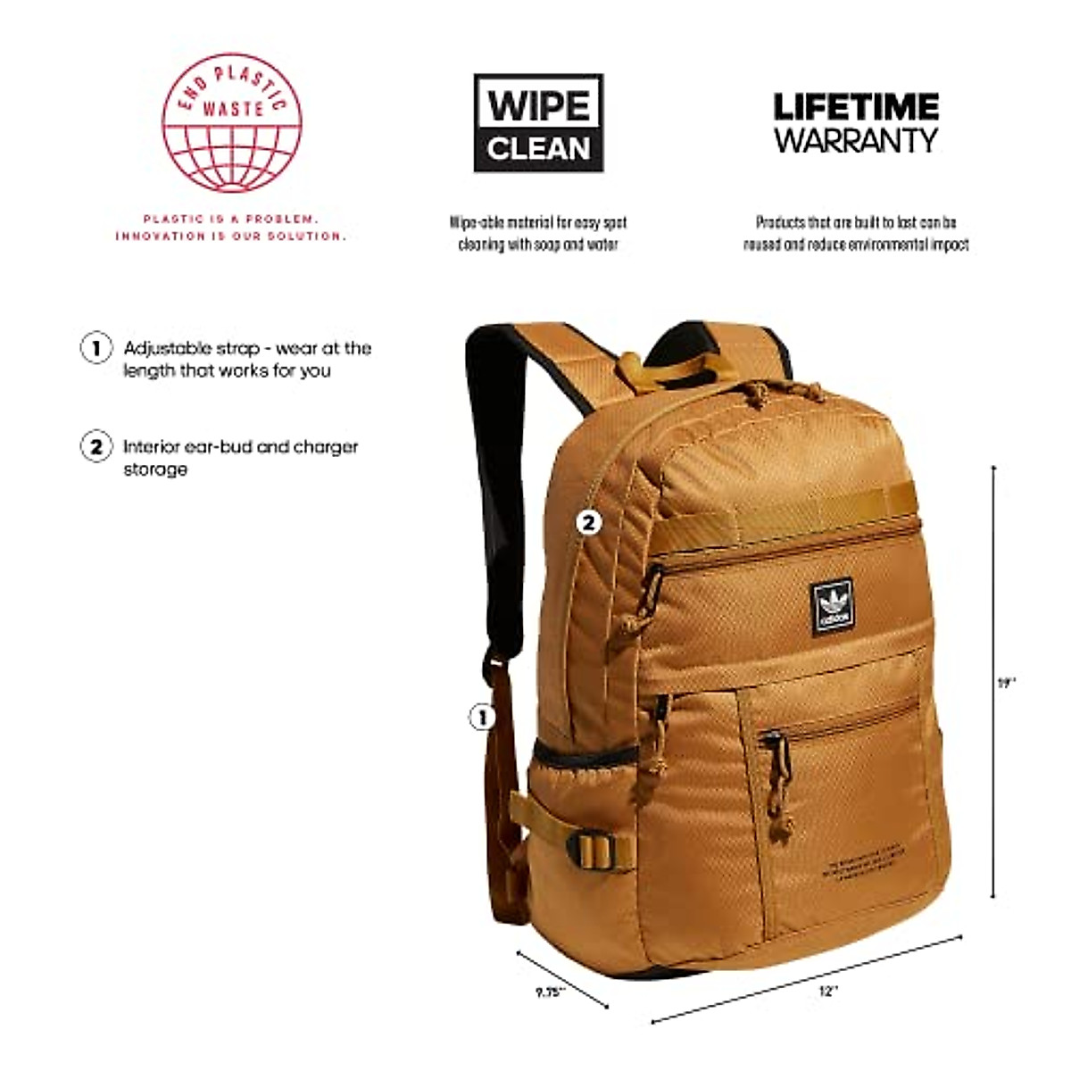 adidas Originals Utility Pro 2.0 Backpack, Mesa Brown, One Size