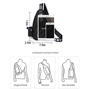 XinShuoBay Crossbody Sling Backpack For Men Anime Fashion One-Shoulder Bag Cartoon Luminous Pattern Backpack (Black Guitar)