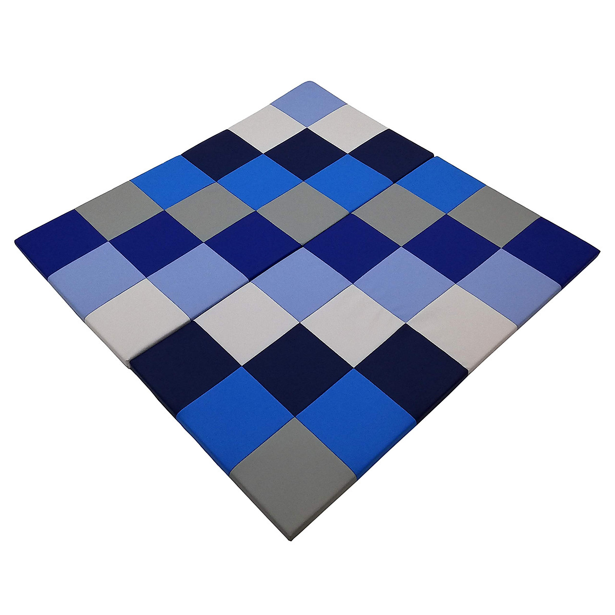 FDP Softscape Space Saver 4-Section Folding Activity Mat for Infants and Toddlers, Tummy Time for Babies, Soft Foam Colorful Play - Navy/Powder Blue