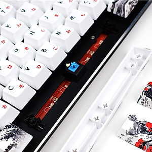 MOLGRIA Keycaps 71 Set for Gaming Mechanical Keyboard, Custom PBT OEM Profile Key caps Japanese Font with Keycap Puller for Cherry MX 71/61 60 Percent Keyboard(Plum Blossom)