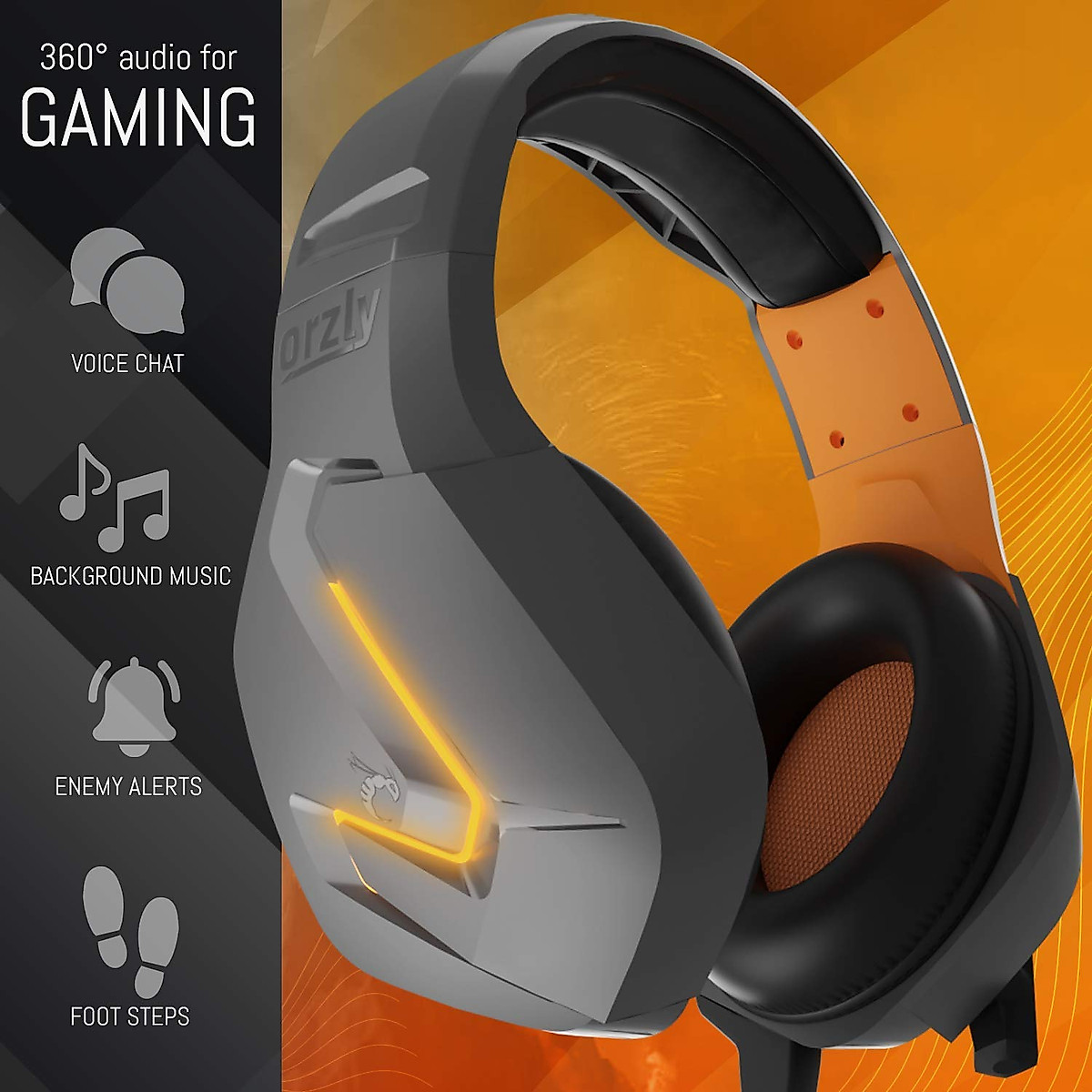 Orzly Gaming Headset (Orange) for PC and Gaming Consoles PS5, PS4, Xbox Series X | S, Xbox ONE, Nintendo Switch & Google Stadia Stereo Sound with Noise Cancelling mic - Hornet RXH-20 Vesuvius Edition