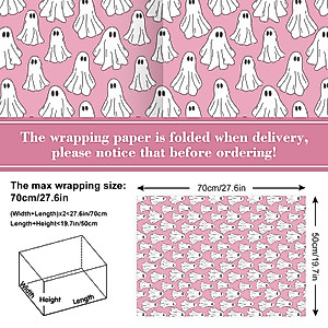 JarThenaAMCS 8 Sheet Halloween Little Boo Wrapping Paper -Not Roll- Pumpkin Ghost Gift Wrap Paper Folded Flat Art Paper for DIY Crafts Birthday Party Supplies, 19.7 x 27.6 Inch