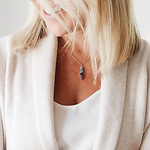 EVE'S ADDICTION Custom 4 Stone Simulated Birthstone Heart Necklace (16"), 925 Sterling Silver Heart Drop Necklace for Women - Women's Personalized Heart Necklace - Gifts for Mom