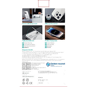 ESR for iPhone 14 Plus Case, 3 Stand Modes, Military-Grade Drop Protection, Supports Wireless Charging, Slim Back Cover with Stand, Phone Case for iPhone 14 Plus, Metal Kickstand Case, Clear