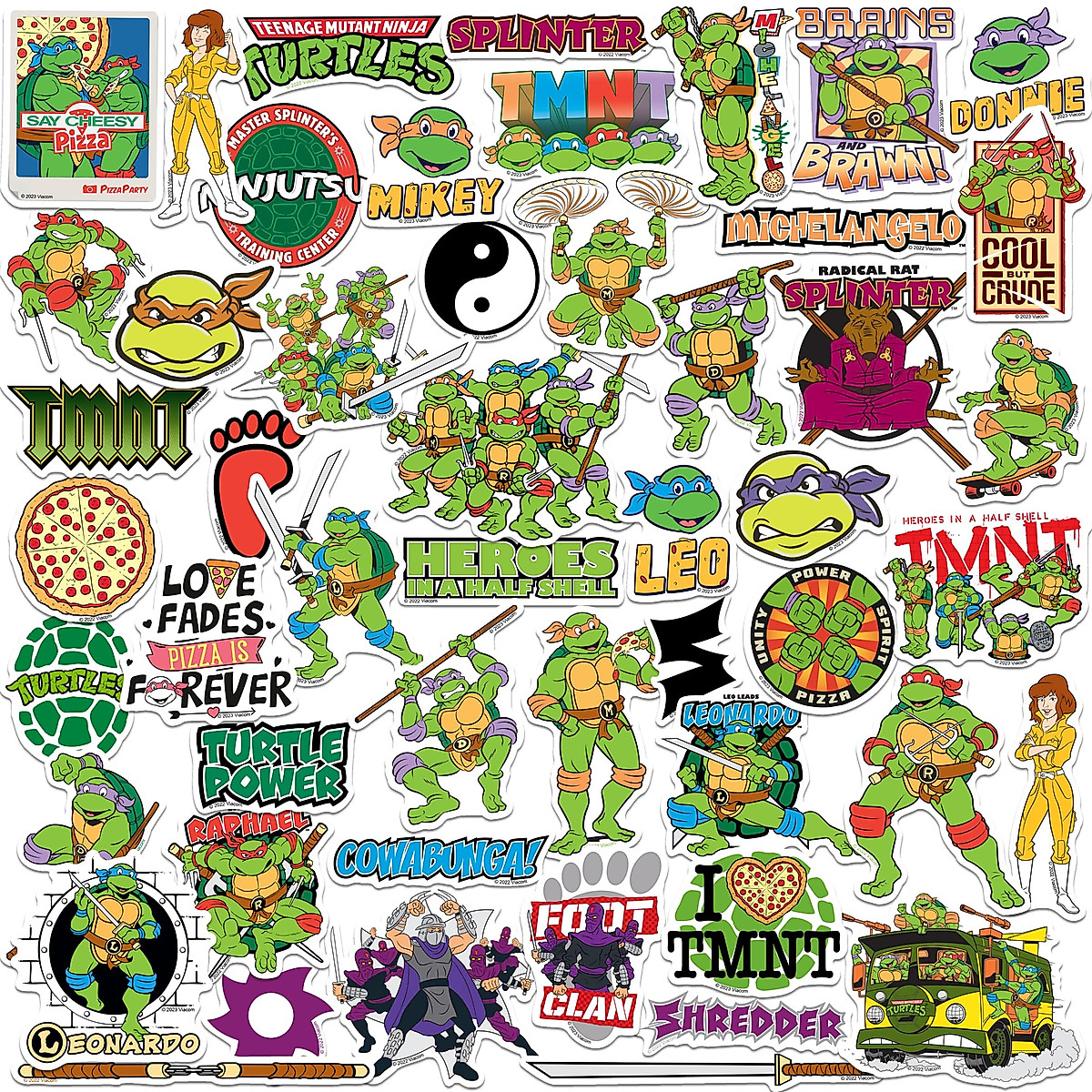 Teenage Mutant Ninja Turtles TMNT Variety Mix 50ct Vinyl Large Deluxe Stickers Variety Pack - Laptop, Water Bottle, Scrapbooking, Tablet, Skateboard, Indoor/Outdoor