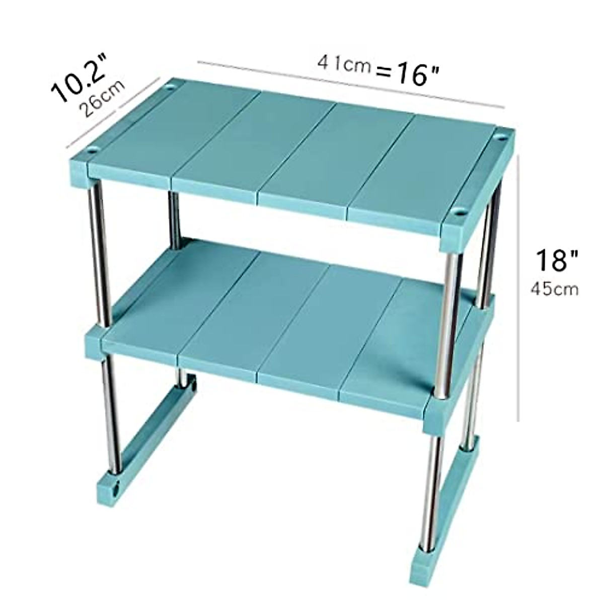 2-Tier Kitchen Counter Top and Cabinet Organizer Layered Shelf Detachable Partition Storage Rack for Kitchen, Cabinet, Bathroom (lake blue)