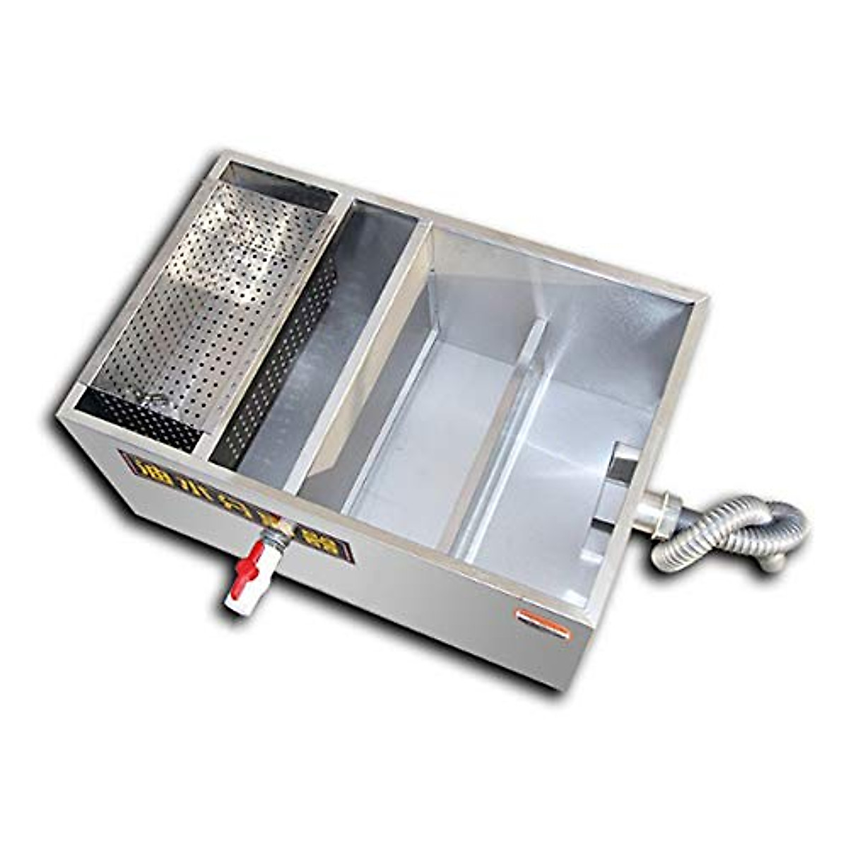 Commercial Grease Trap Interceptor Set Stainless Steel Grease Interceptor Trap Side Inlet with Water Outlet Waste Water Oil-Water Separator Under Sink Grease Interceptor