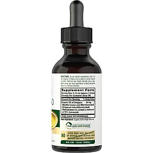 Carlyle Organic Oil of Oregano | 2 fl oz Liquid | Vegan, USDA Certified | Non-GMO, Gluten Free Drops