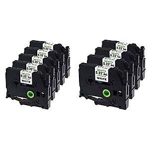Compatible Label Tape Replacement for Brother Ptouch 9mm TZe-221 Label Tape Bundle with Replace 6mm TZe-211 Label Tapes, Black on White, 9-Pack