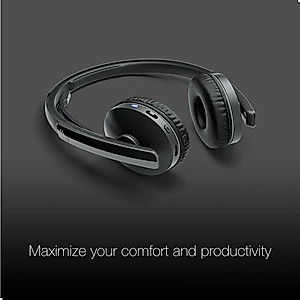 EPOS/Sennheiser 260 Stereo Bluetooth Headset - Blue Tooth Head Phones with USB Dongle, UC, Teams Certified, Connects to Deskphone, PC/Mac, Smartphone and Microfiber Included in Bundle by Global Teck