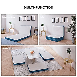 FlexPedic Tri Folding Mattress, Tri-fold Memory Foam Mattress Pressure-Relief, Gel-Infused Foldable Mattress with Washable Cover, Portable Bed Tri Fold Mat RV Bunk Camping, Twin Size 4 Inch