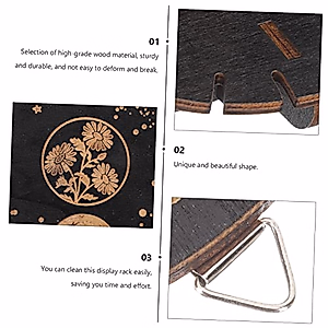 CIYODO 2pcs Storage Wall Shelves Black Wall Shelves Ornament Display Stand Crystals Stones Wall Shelf Stone Shelf Wooden Crystal Rack Ledge Base Hand Frame Party Display Holder Black Shop