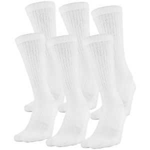 Under Armour Adult Training Cotton Crew Socks, Multipairs , White (6-Pairs) , Large