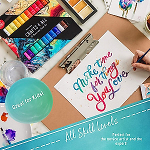 Crafts 4 ALL Watercolor Paint Set - 12/24 Pack for Artists & Beginners, 12ml Tubes with Bonus Brushes
