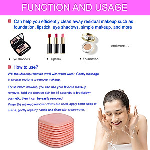 Extra Thick Makeup Remover Cloth (10 pack) Reusable Microfiber Makeup Remover Pads Cotton Rounds Face Pads Eye Makeup Remover Pads Gift Box Packaging for Women 5" X 5" - Pink