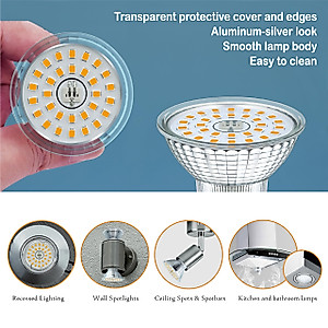 EACLL MR16 GU10 LED Bulb Dimmable, 3000K Warm White, 7W Equivalent 75W, 25,000 Hours Lifetime, Energy Efficient Soft White Light, 750 Lumens 120 Degree Flood Beam No Flicker Spotlight, 4-Pack