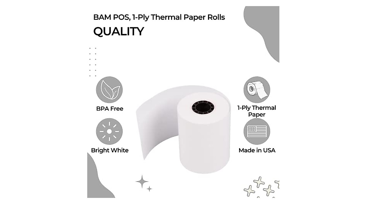 BAM POS, 2-1/4 x 50' 1-Ply Thermal Paper 50 Rolls for The Ingenico ICT ...