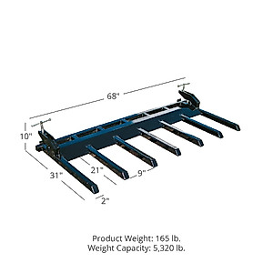 Titan Attachments 21" Fork Length Clamp-On Debris Forks V2, Fits 72" Loader Buckets, Skid Steers, Rated 5,320 LB Capacity