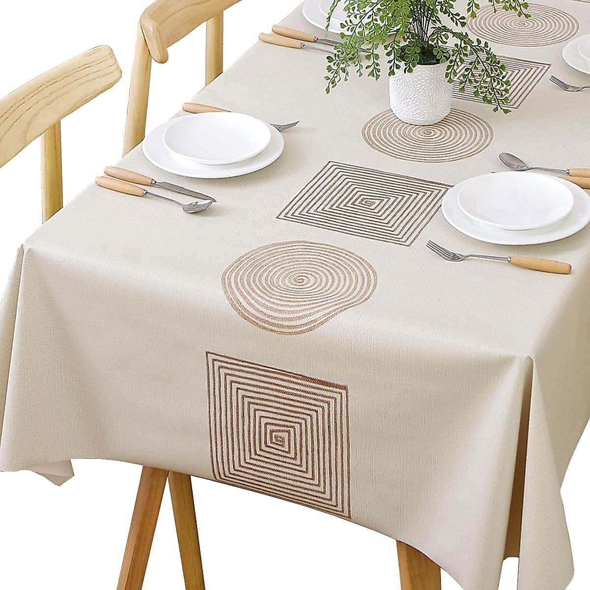 TruDelve Heavy Duty Vinyl Table Cloth Plastic Table Cloth for Kitchen Dining Table Wipeable PVC Waterproof Tablecloth for Rectangle Table(54"x72",Geometry)