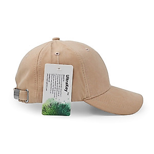 UltraKey Suede Baseball Cap, Unisex Faux Suede Leather Classic Adjustable Plain Hat Baseball Cap(Khaki)