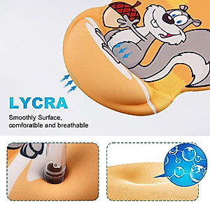Mini Mouse Pad Wrist Support,Ergonomic Gaming Mouse Pad, Anime Mouse Mat Gel Filled with Non-Slip Base for Office,Home 9 * 7inch (Squirrel)